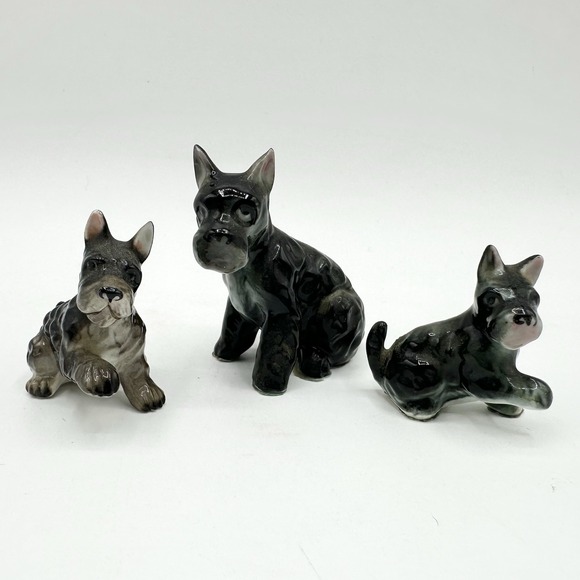 Accents | Miniature Black Scotty Dogs Mom Puppies Puppy Figurines ...